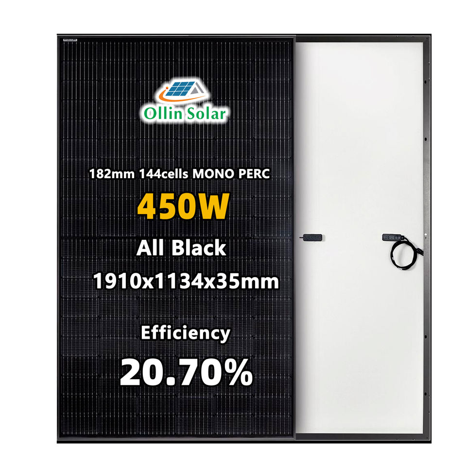 166mm 450w 460w 470w 480w All Black Solar Panel Mono With Black Frame ...