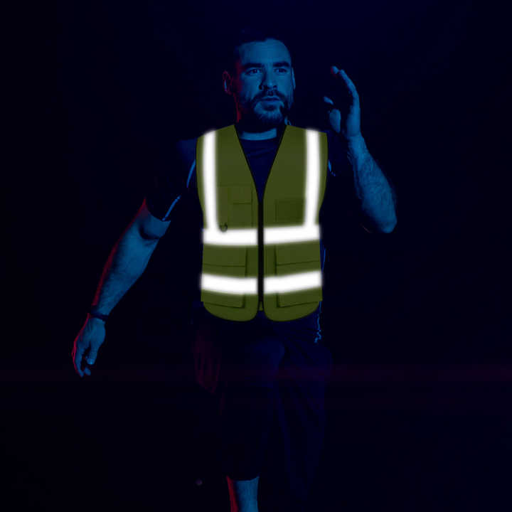 High Visibility Reflector Work Vest Orange Black Cooling Responder Neon ...
