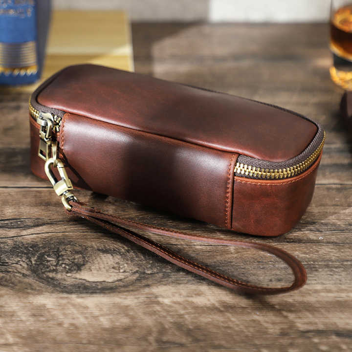 Custom Portable Smoking Pipe Set Bag - Genuine Leather