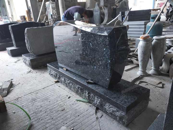 Custom Engraved Blue Pearl Granite Gravestones - Refinestone