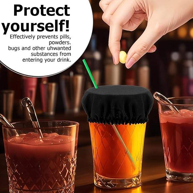 Custom Outdoor Bar Ladies Drink Guard Scrunchies and Drink Cover ...