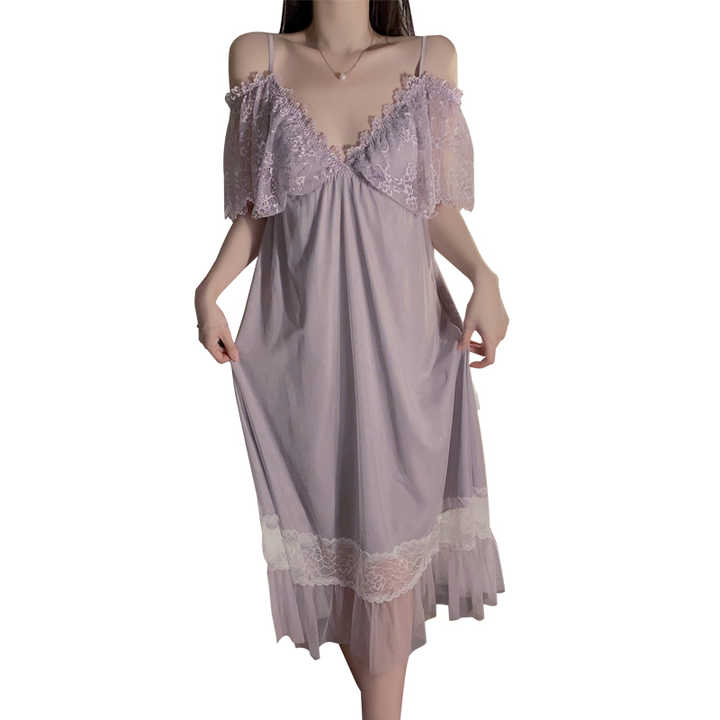 Factory Directly Princess Lace Nightgown Seductive Nightwear Deep V Add ...