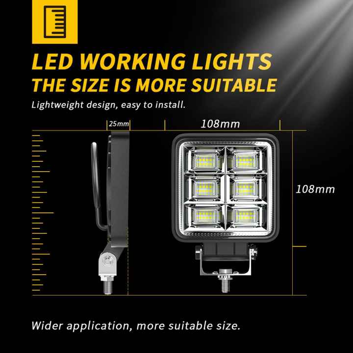 9V~80V Universal LED Square Spotlight Headlight White Color Off Road ...