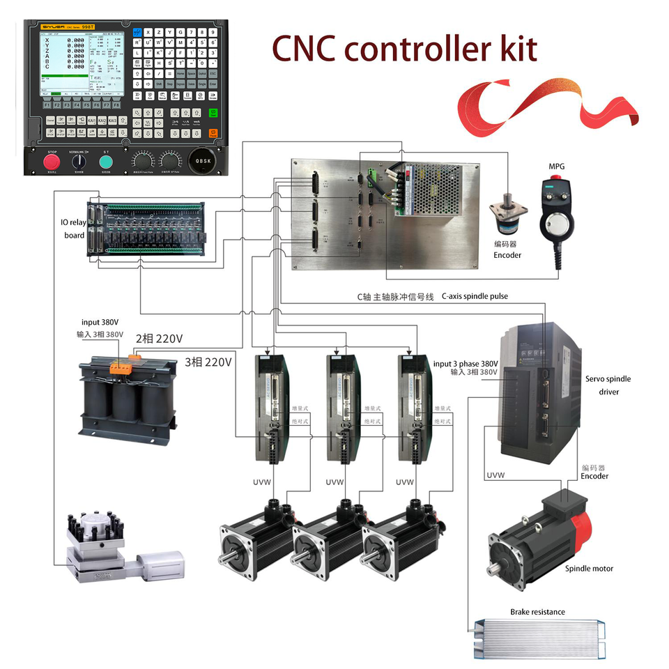 998T CNC Lathe Controller 5 Axis Incremental with Macro Servo Motors Hydraulic Turret and ATC ...