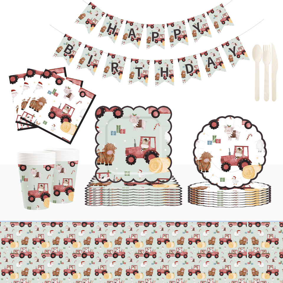 DAMAI New Design Farm Theme Happy Birthday Party Disposable Paper ...