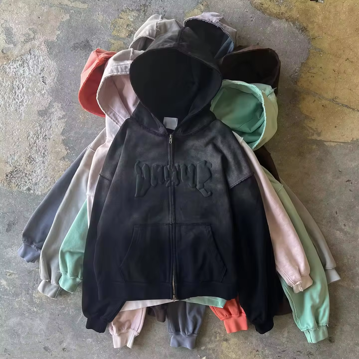 Custom Men Embossed Hoodie Sweatshirts - Streetwear Style
