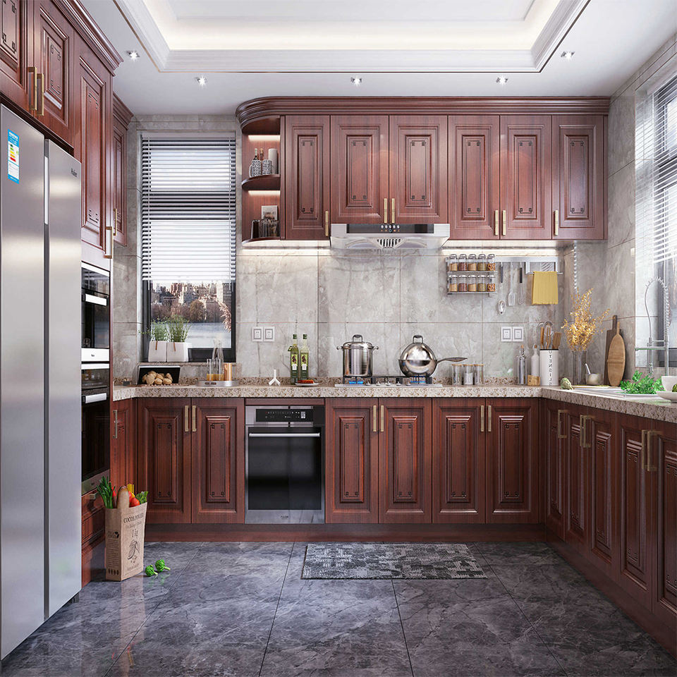 Used Modern Modular Kitchen Cabinets Soft Closing Hinges Marble ...