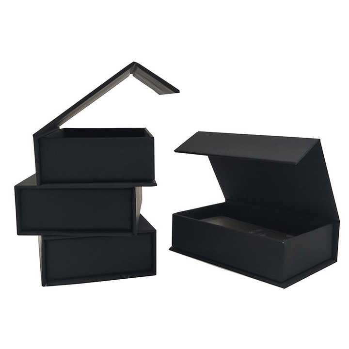 Elegant Black Paper Flip Top Boxes with Magnetic Closure