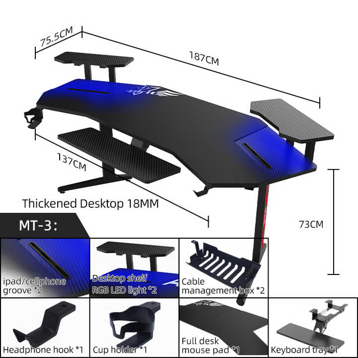 Modern Rgb Computer Desk for Gaming Pc Cheap Adjustable Black Corner ...