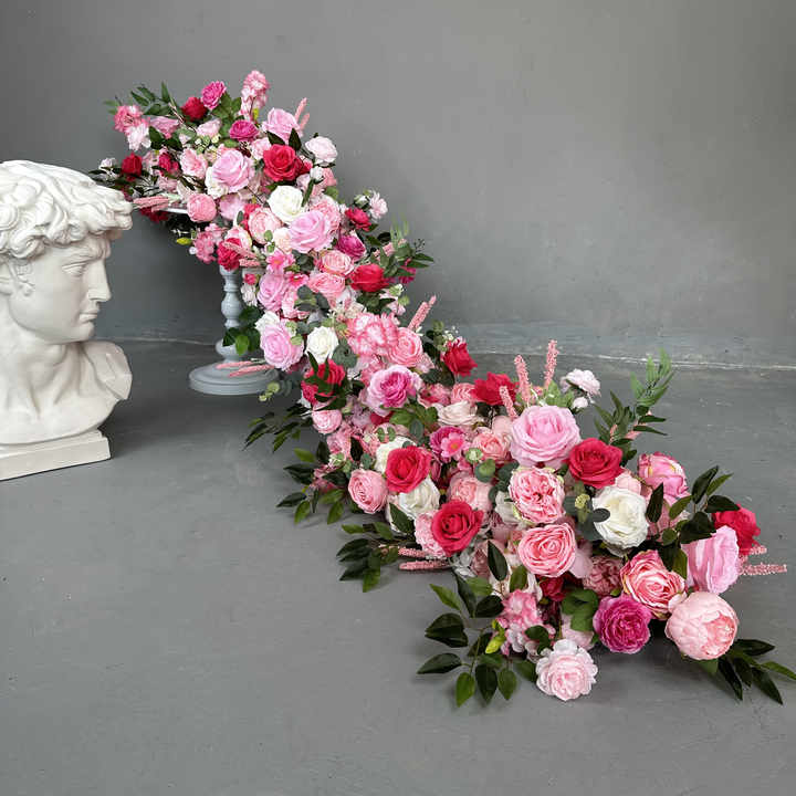 A-FR015 Wedding Artificial Rose Flower Runner Hydrangeas Flowers Runner ...