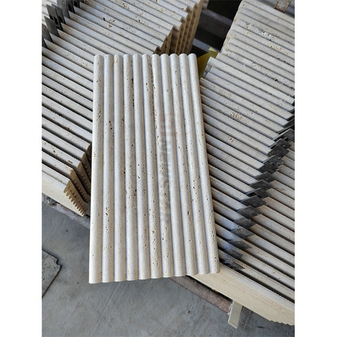 New Design Beige Travertine Wands Curve Fluted Marble Tile