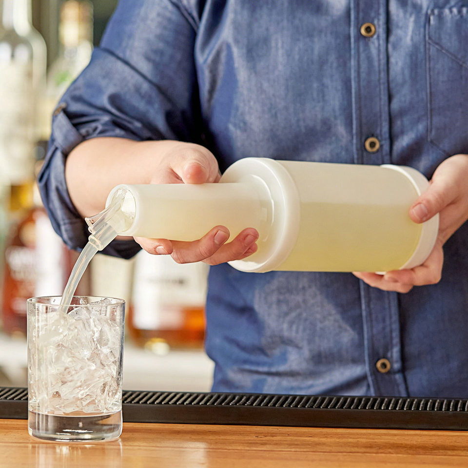 Plastic Long Neck Juice Dispenser Bottle Bar Cocktail Syrup Squeeze ...