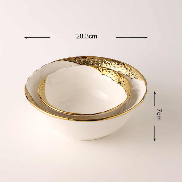 Nordic Style Light Luxury Gold Rimmed Ceramic Tableware Home Western ...