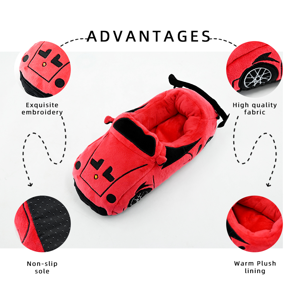 Racing Car Slippers - Soft Anti-Slip Warm Plush Design
