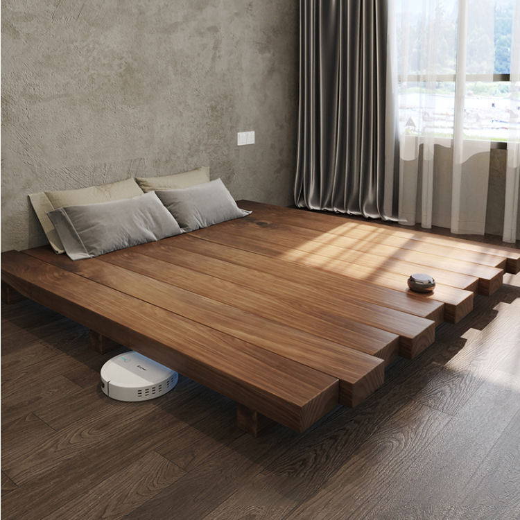 Japanese-Style Tatami Bed - Modern Wabi-Sabi Platform Double Bed for ...