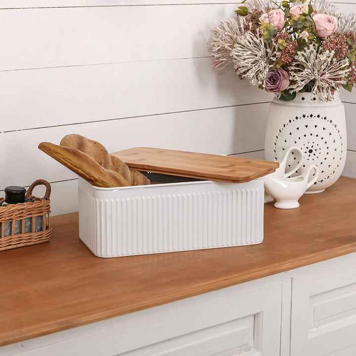 White Bread Box Space-Saving Bread Box Farmhouse Breadbox Bread Storage ...