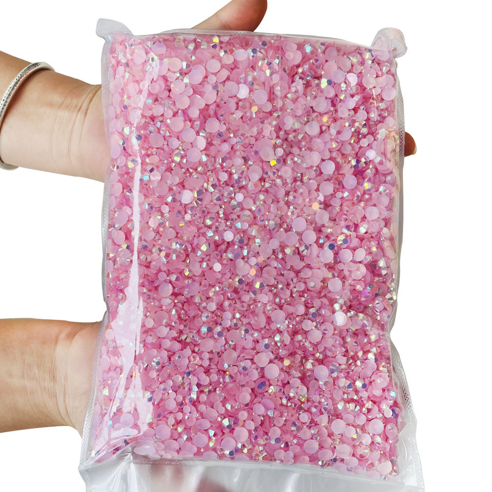 Wholesale Mixed Size 2-6mm Jelly AB Resin Rhinestones in Bulk Bag Glue ...