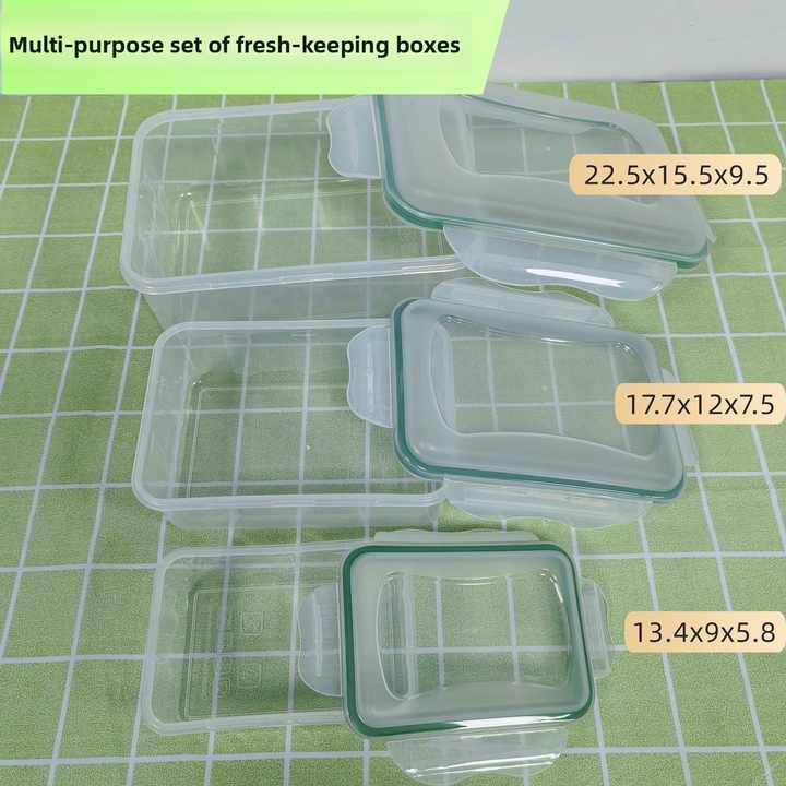 3-Piece Transparent PP Silicone Storage Box Organizer Microwave Safe ...