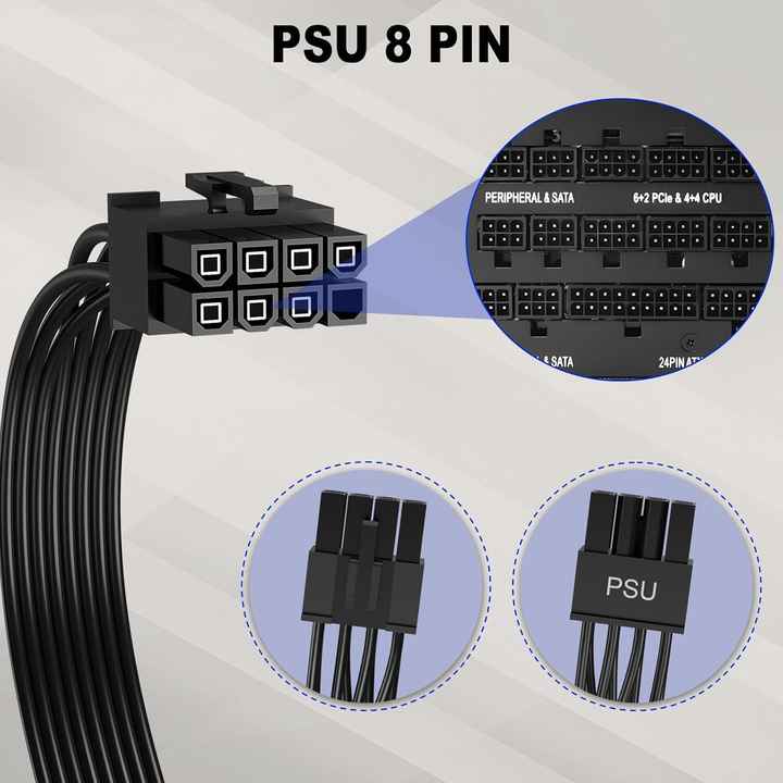 8 Pin 6 2 Pin PCIe Male Male Cable 25 Inch Graphics Card Power Supply ...