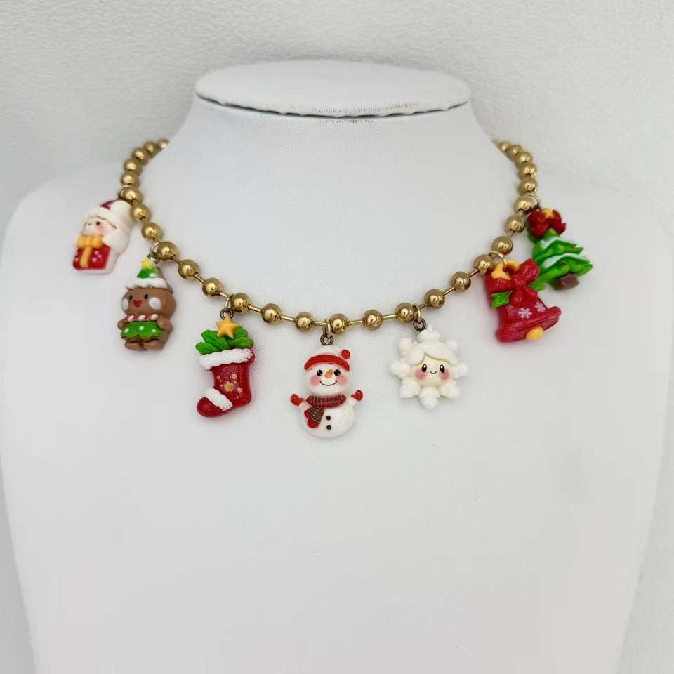New Cute Crystal Colorful Bear Chain Necklace Cartoon Christmas New ...
