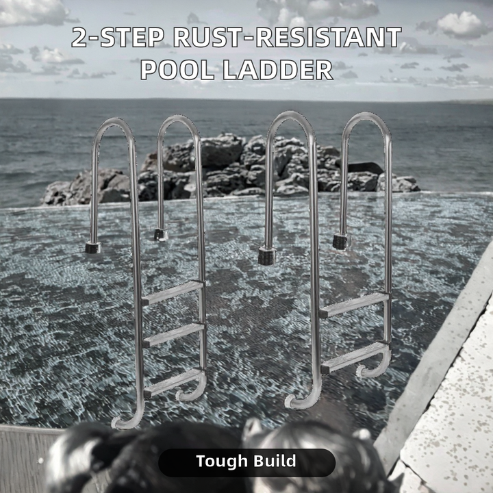 Universal 2-Step Rust-Resistant Stainless Steel Ladder for Above Ground ...
