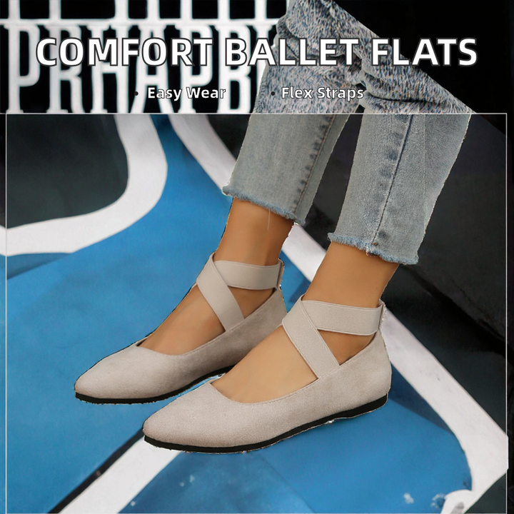 Classic Women's Comfort Ballet Flats Elastic Crossing Straps Stretchy ...