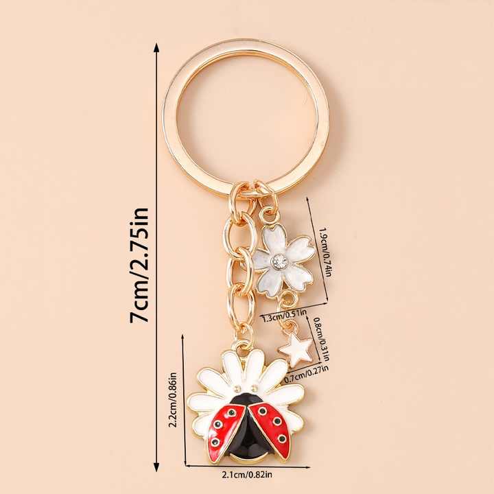 Cute Metal Seven Star Ladybug Keychain Enamel Zinc Alloy Small Animal ...
