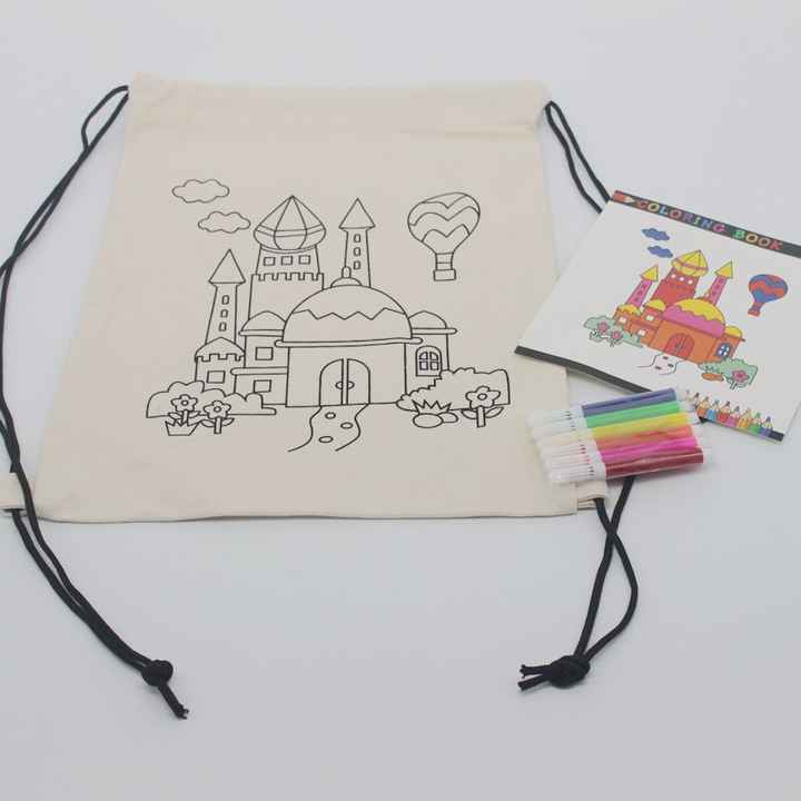 Children DIY Painting Your Own Colouring Canvas Bag