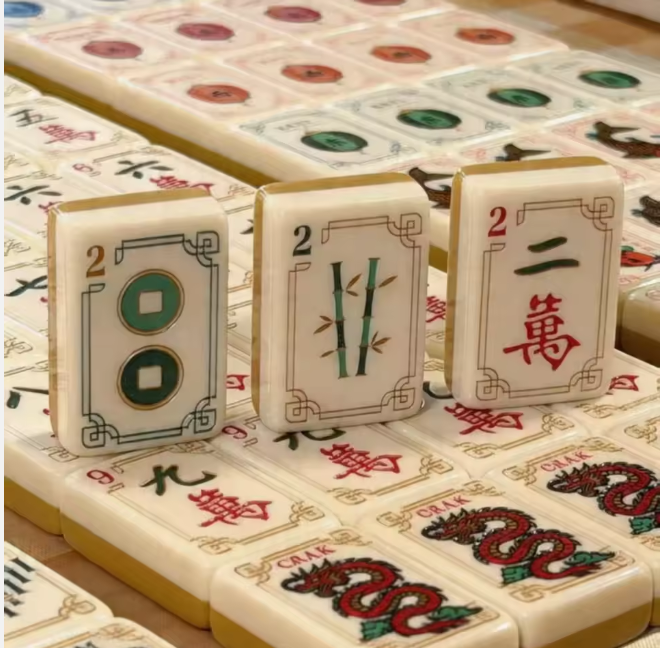 Luxury Chinese Mahjong Game Set 166 Acrylic Tiles Foldable Board with ...