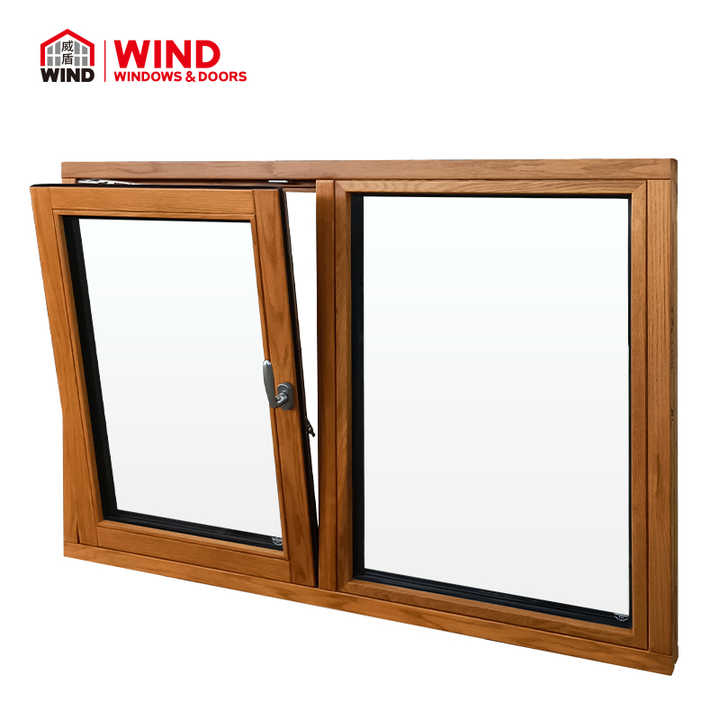 78mm Oak Wood Tilt And Turn Triple Glazed Argon Fill Low-e Glass ...