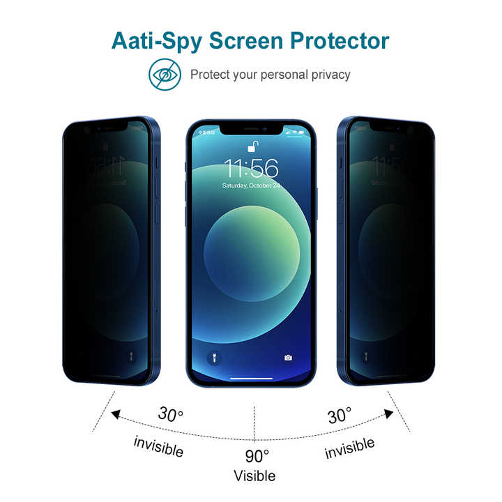 For iphone 14 pro max tempered glass 9h 0.33 anti spy IPhone Pro max glass Privacy screen ...