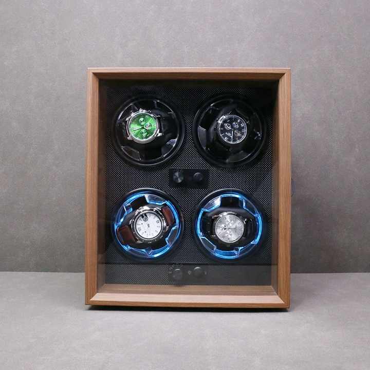 Luxury Wood Rotating Watch Display Box - Quiet Automatic Winder