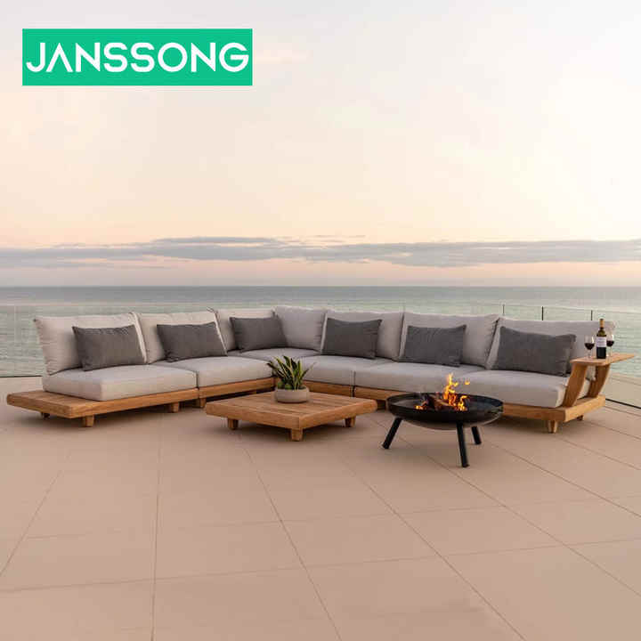 Solid Wood Sofa Furniture Outdoor Waterproof Teak Sofa Patio Set ...