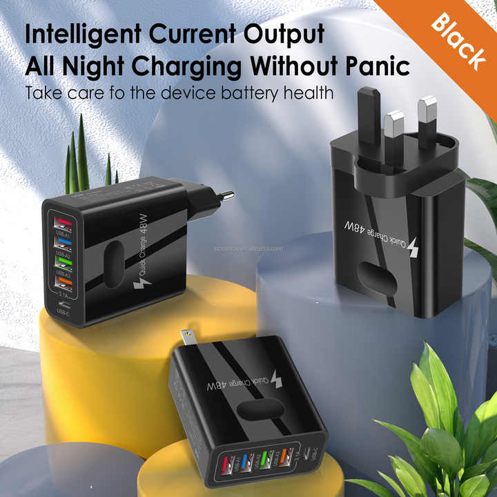 EU US UK Plug USB Type c Charger 48W Fast Charger USB-C PD Fast Charge ...