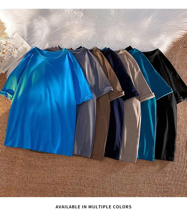 Oversized T-shirts 200g Man Blank Print Custom T-shirts High Street Crew Neck Drop Shoulder ...