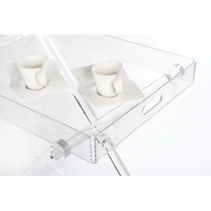 Acrylic Bar Trolley - Modern Mobile Food Serving Cart