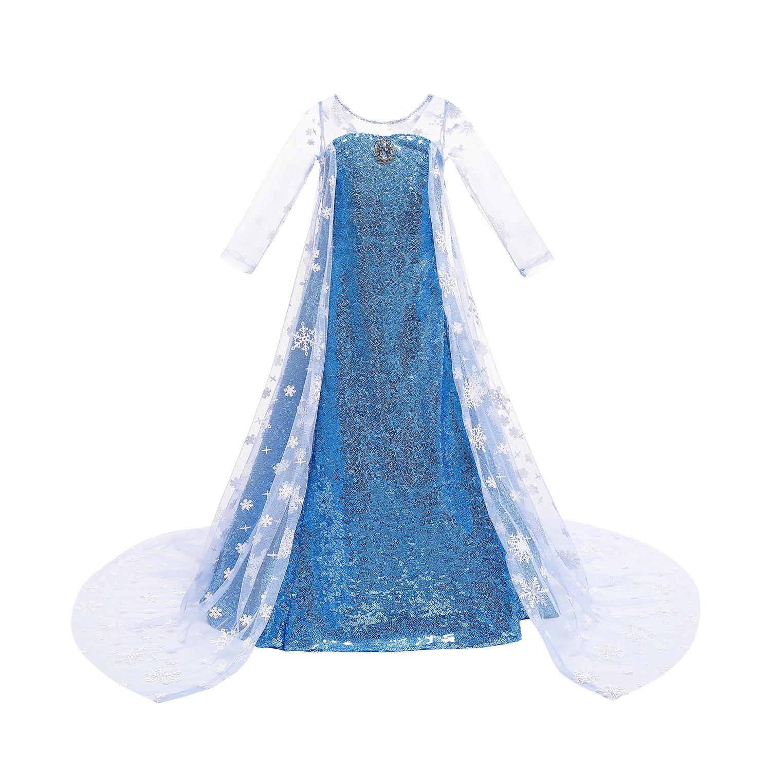 New Kids Elsa Princess Dress Costumes Blue Sequin Shiny Princess Dress ...