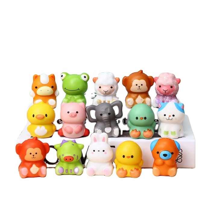 Kawaii PU Squishy Mini Cute Animals Stress Ball Squishy Keychain Toy ...