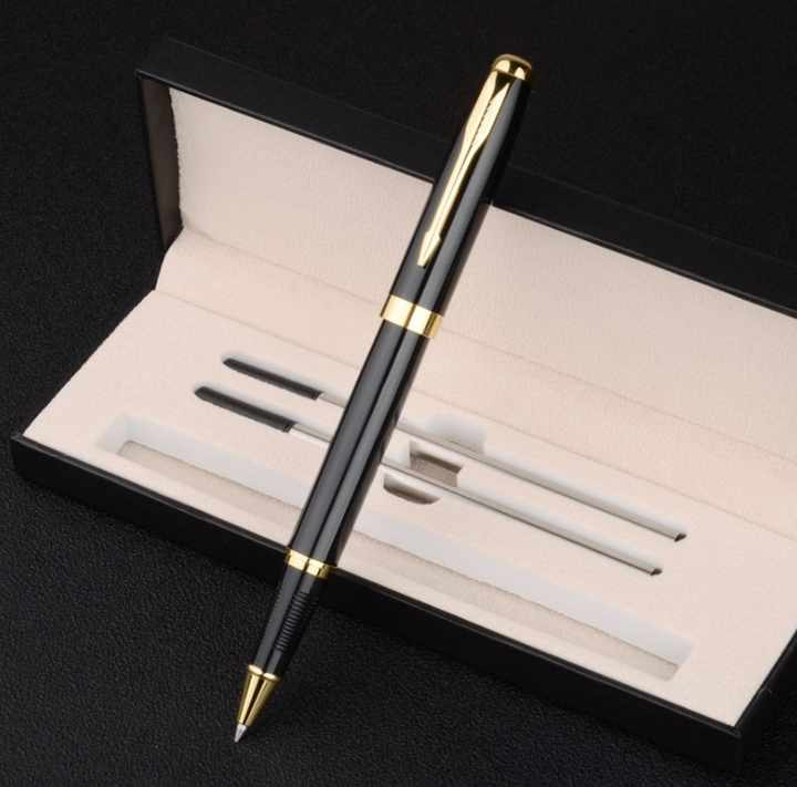 Gun Metal Bolt Action Bullet Ballpoint Ink Gold Pen Clip