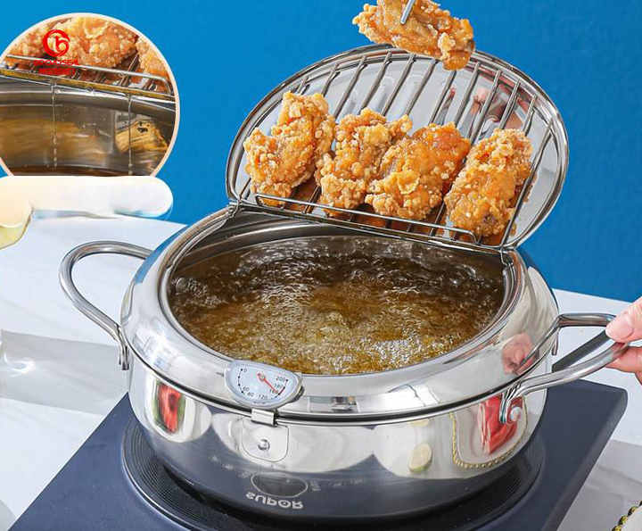 Dual-sided Japanese Tempura Deep Fryer - Stainless Steel