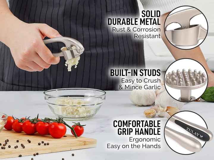 Premium Professional Garlic Press Set - Easy to Use