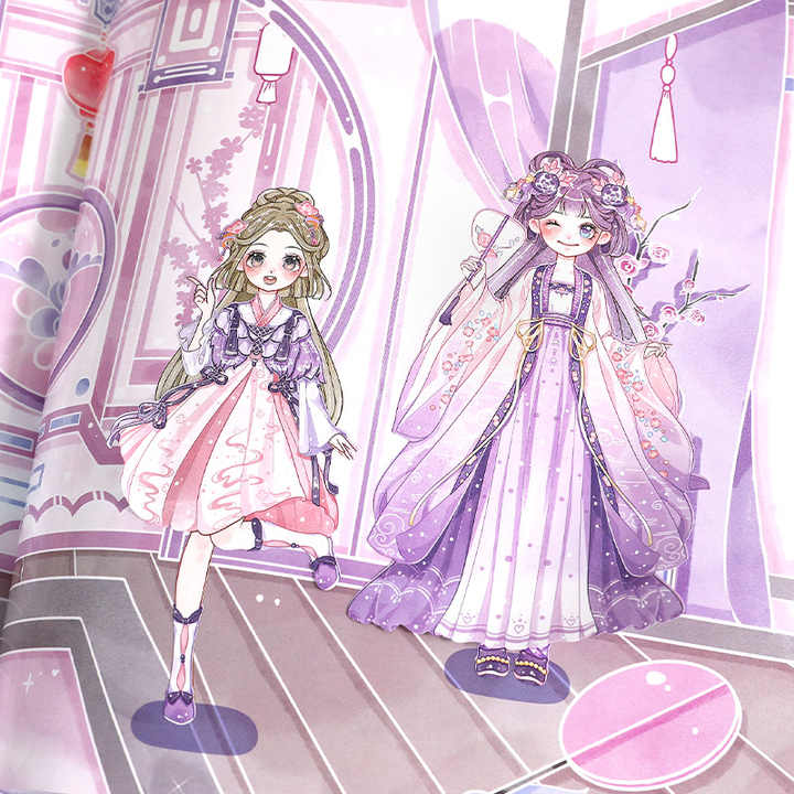 Simno Dress up Sticker Book - 1400pcs Cartoon Cute Girl Stickers