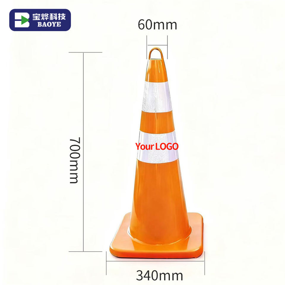 Baoye High Visible 70cm Orange PVC Traffic Cone with Reflective Collar ...