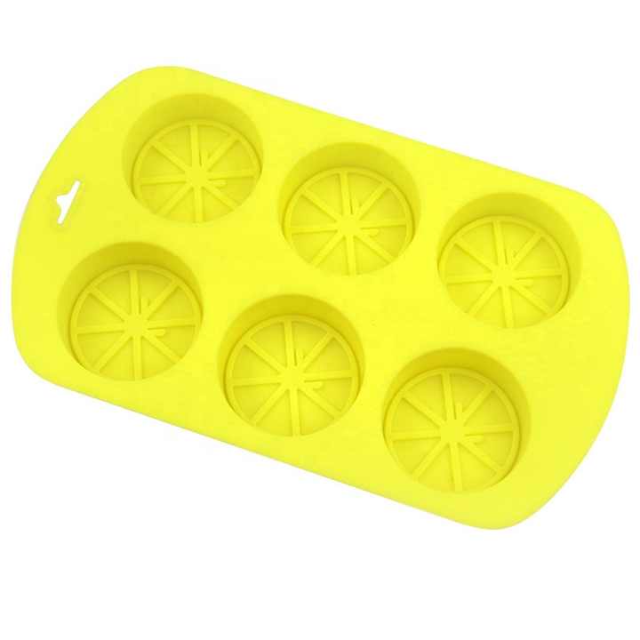 6 Holes DIY Round Lemon Shape Handmade Cake Mold Baking Silicone ...