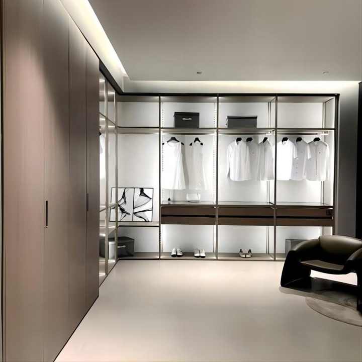 Luxury Modern Bedroom Walk in Closet Aluminum Profile Wardrobe Cabinet ...