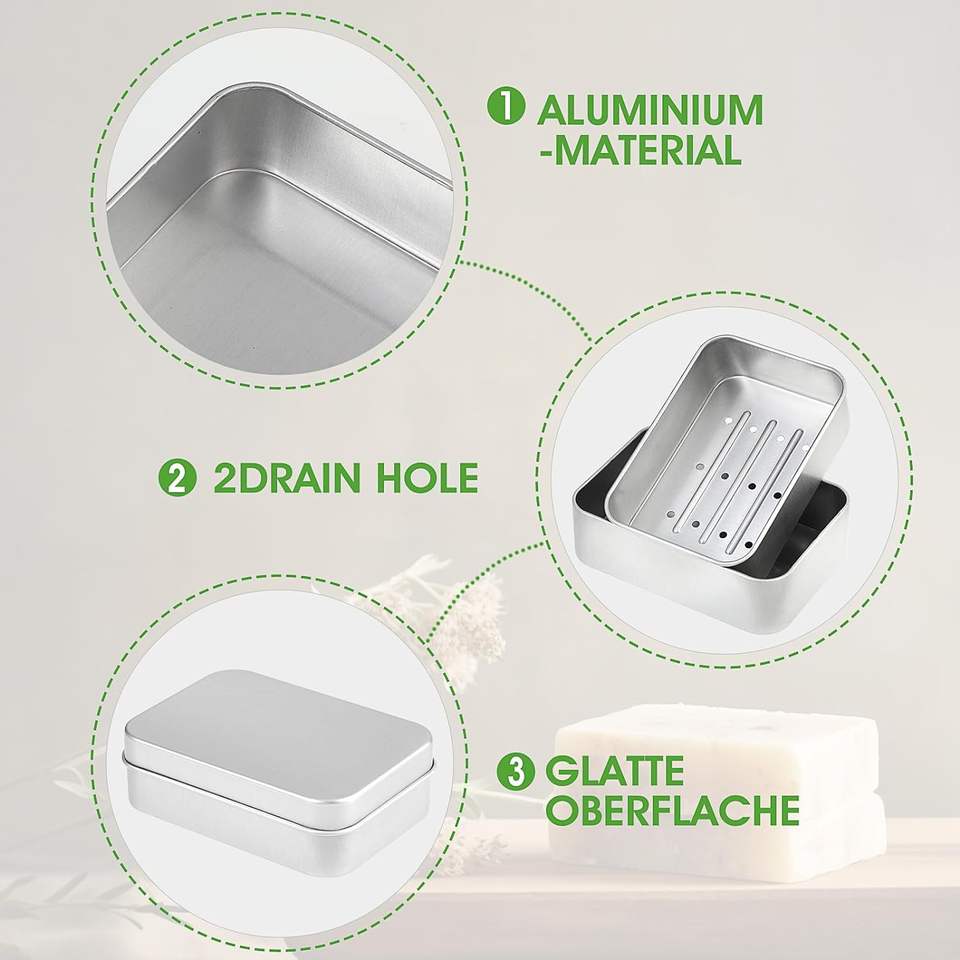 Aluminum Travel Soap Container Bar Soap Holder and Case Metal Soap Box ...