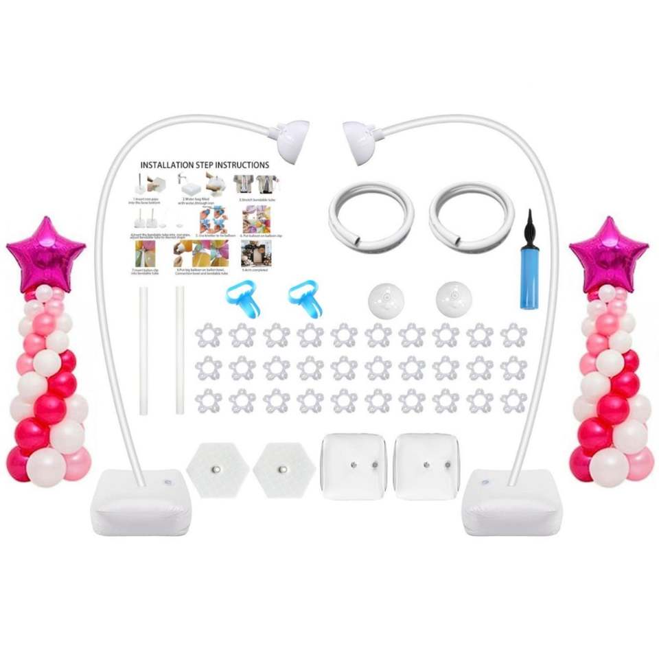 Balloon Arch Stand with Base 8.2ft & 5ft Balloon Arch Kit with Bendable ...