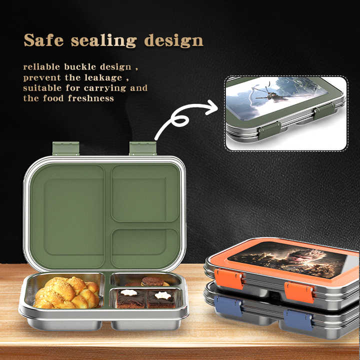 AOHEA 304 Stainless Steel Bento Box Leak-Proof Lunch Box Dishwasher Safe Lunch Container for ...