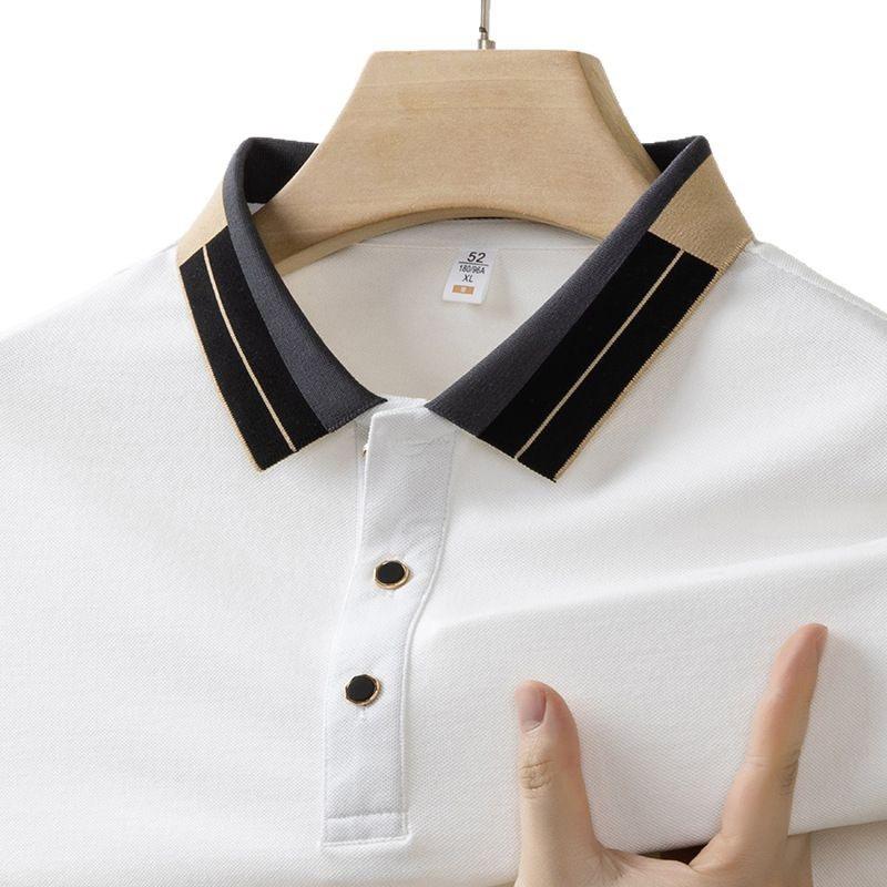Men Formal Business Polo T-Shirts Solid Color Lightweight Breathable ...
