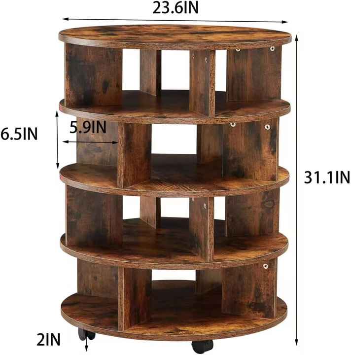 Wooden 4-Tier Revolving Shoe Rack Storage Organizer Cabinet on Wheels ...